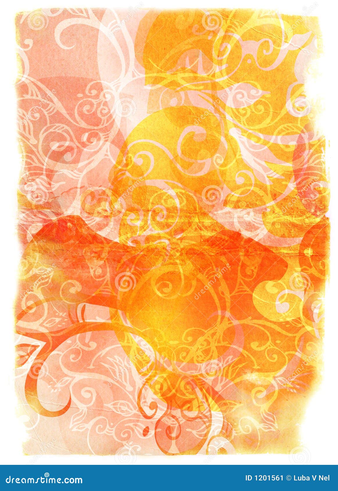 Grunge Book Page with Swirls and Scrolls Stock Illustration ...