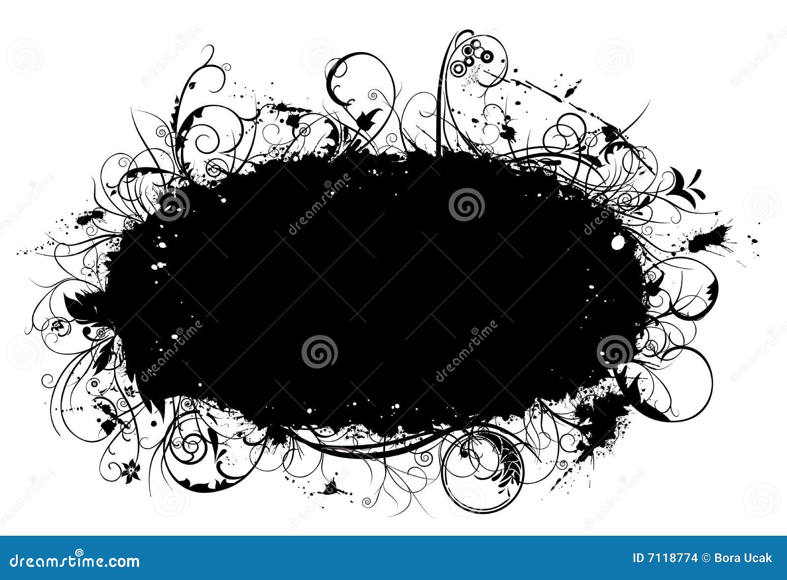 Grunge Border with Ornaments Stock Vector - Illustration of splash ...