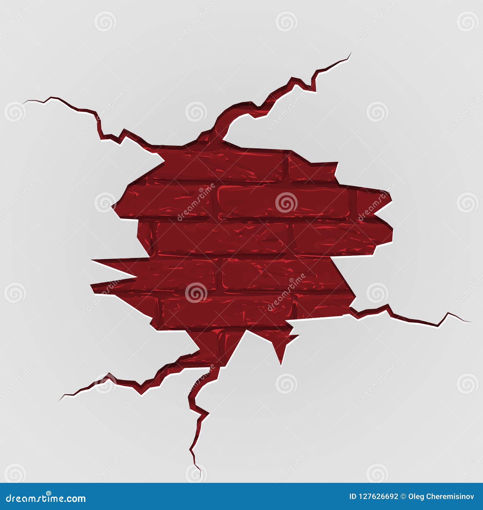 Grunge Breaking Brick Wall. Vector Illustration Template. Stock Vector ...