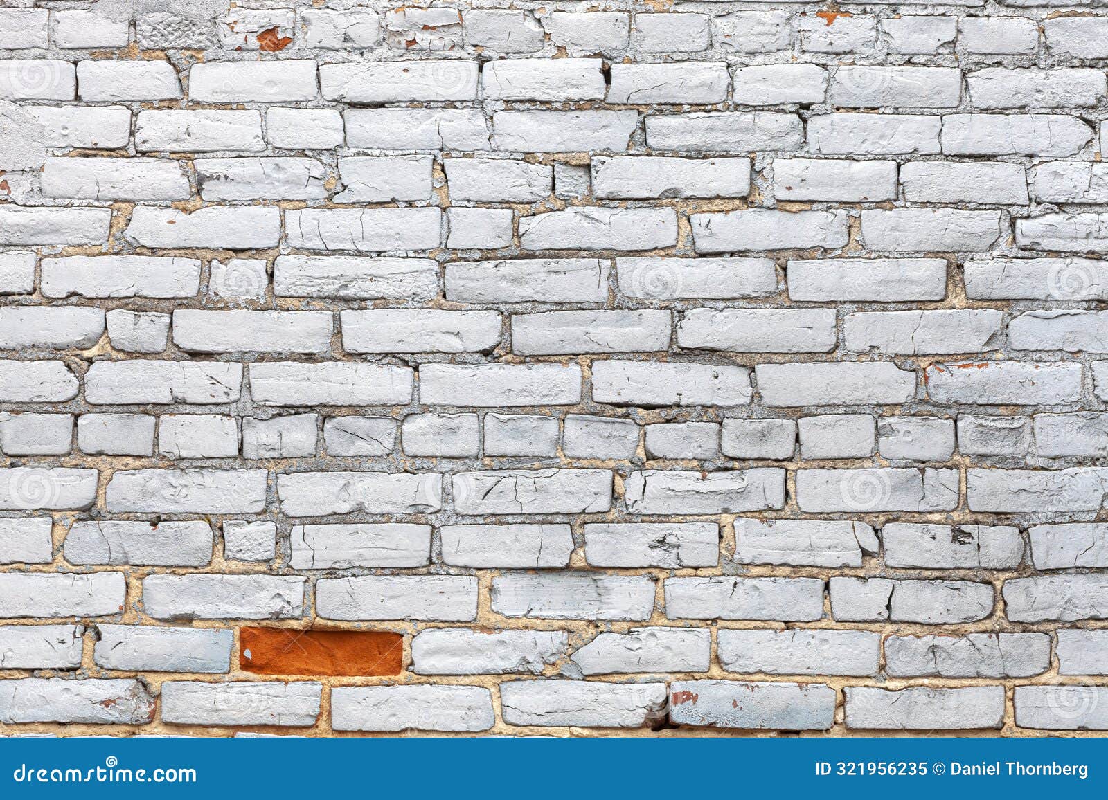 Grunge Brick Wall Texture Painted White with One Missing Paint Stock ...