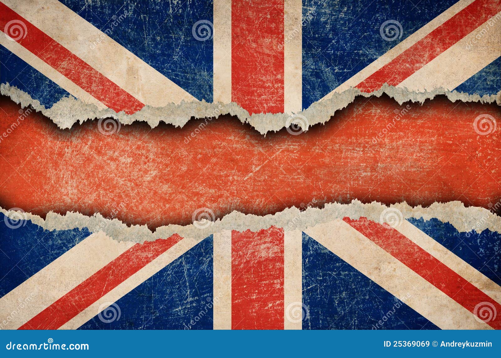 Grunge British Flag on Ripped or Torn Paper Stock Image - Image of ...