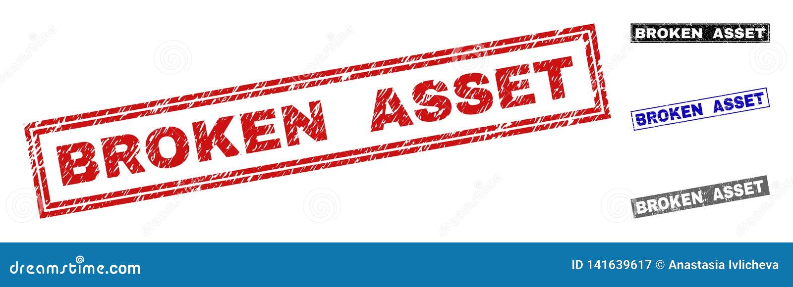 Grunge BROKEN ASSET Scratched Rectangle Watermarks Stock Vector ...