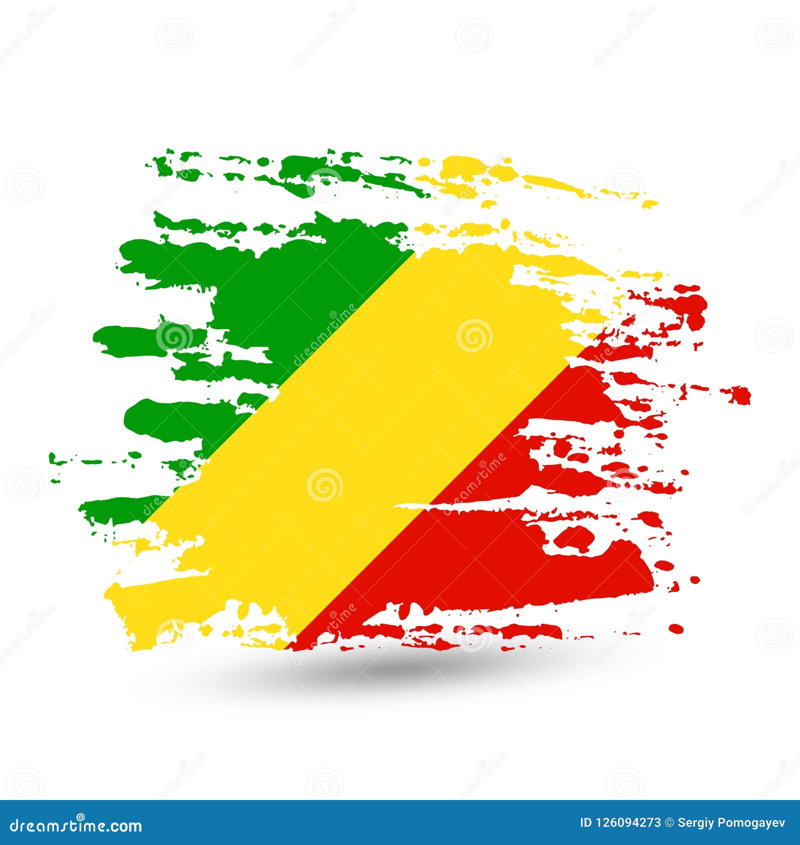 Grunge Brush Stroke With Republic Of The Congo National Flag Stock