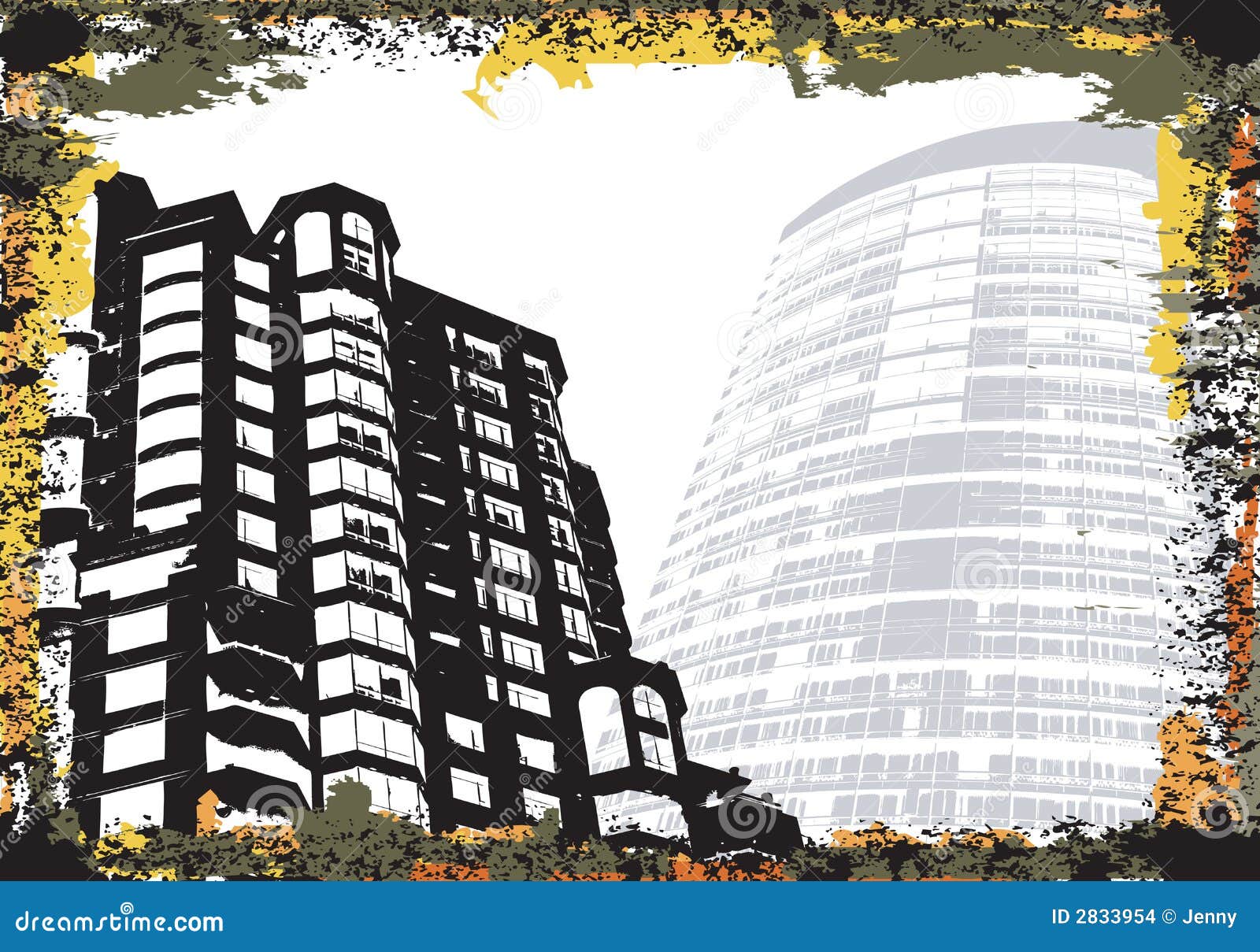 Grunge buildings stock illustration. Illustration of block - 2833954