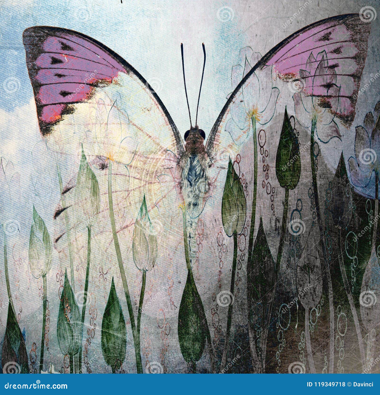 A Grunge Butterfly Wallpaper Texture Stock Illustration - Illustration ...
