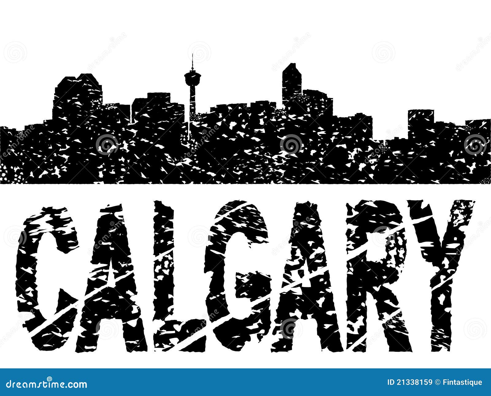 Calgary Skyline With Text Cartoon Vector | CartoonDealer.com #9986285