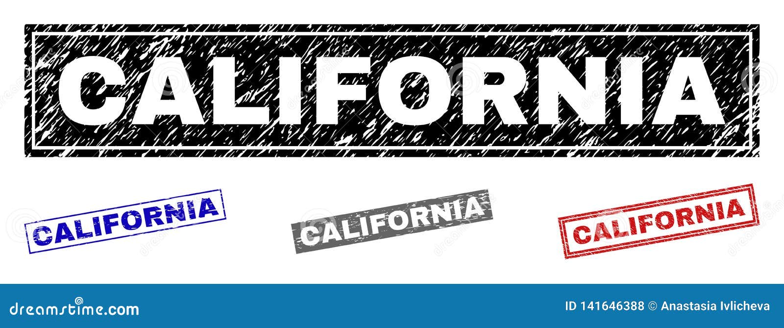 Grunge CALIFORNIA Scratched Rectangle Stamps Stock Vector ...