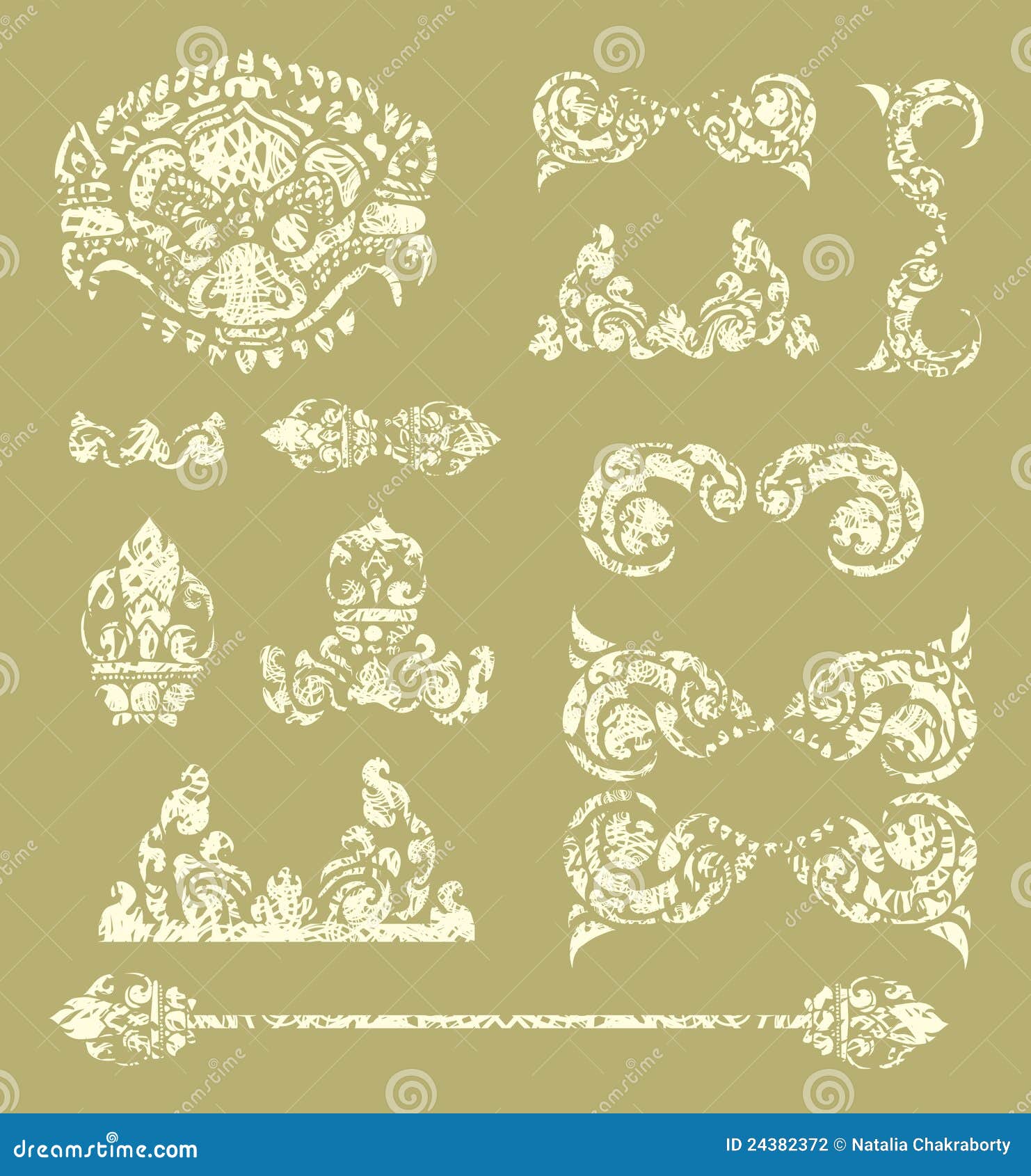 Grunge Cambodian Floral Pattern Stock Vector - Illustration of battered ...