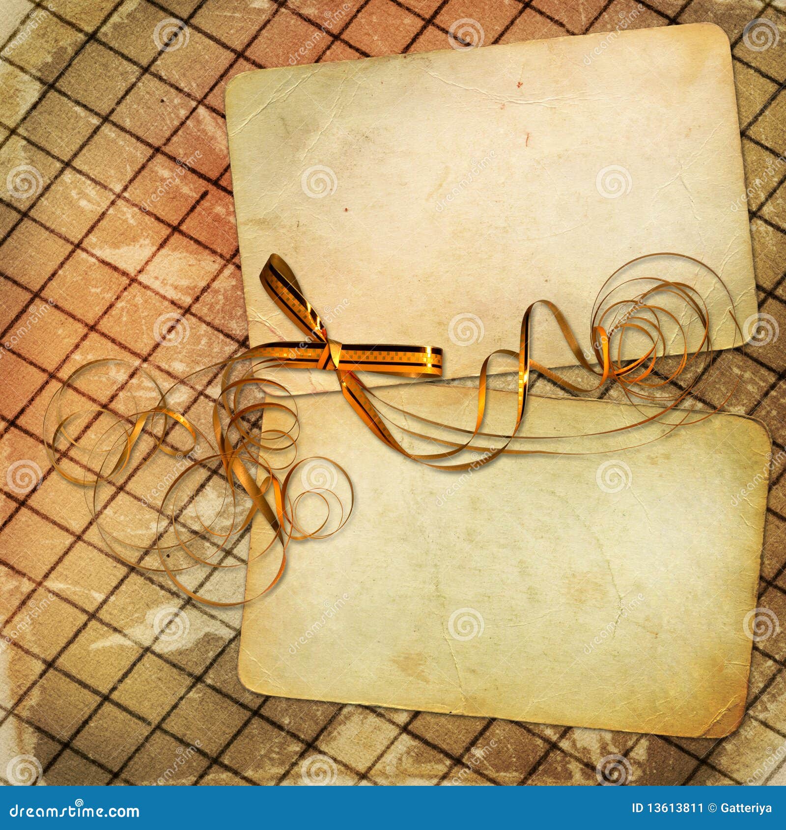 Grunge Card for Design with Yellow Bow Stock Illustration ...