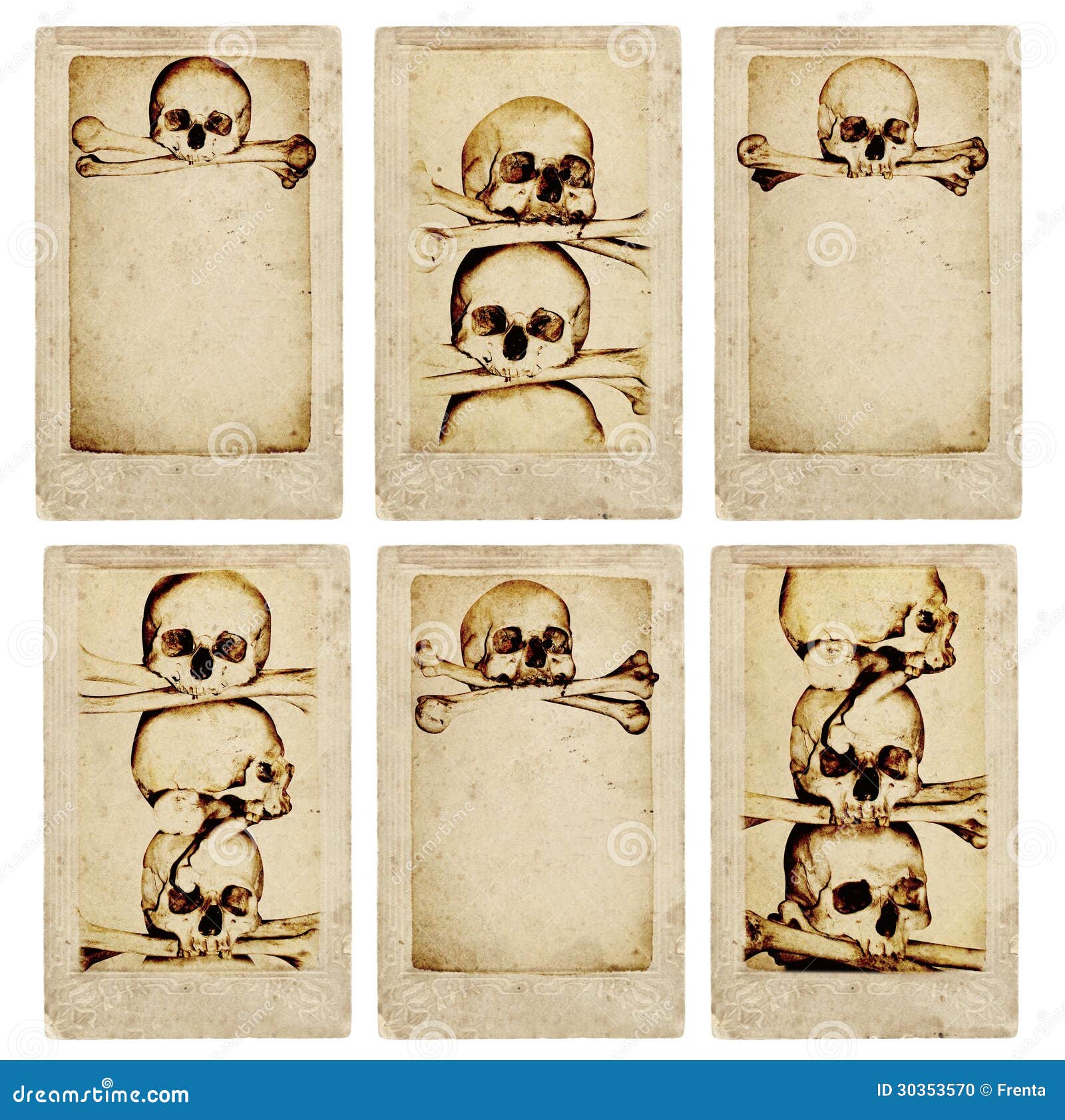 Grunge Cards with Human Skulls and Bones Stock Illustration ...