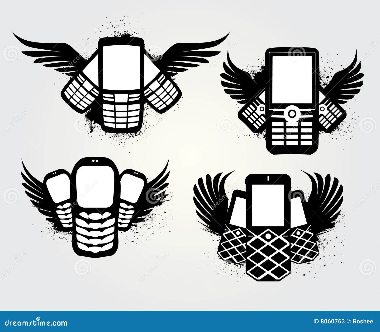 Grunge Cellphone Emblem stock vector. Illustration of drip - 8060763