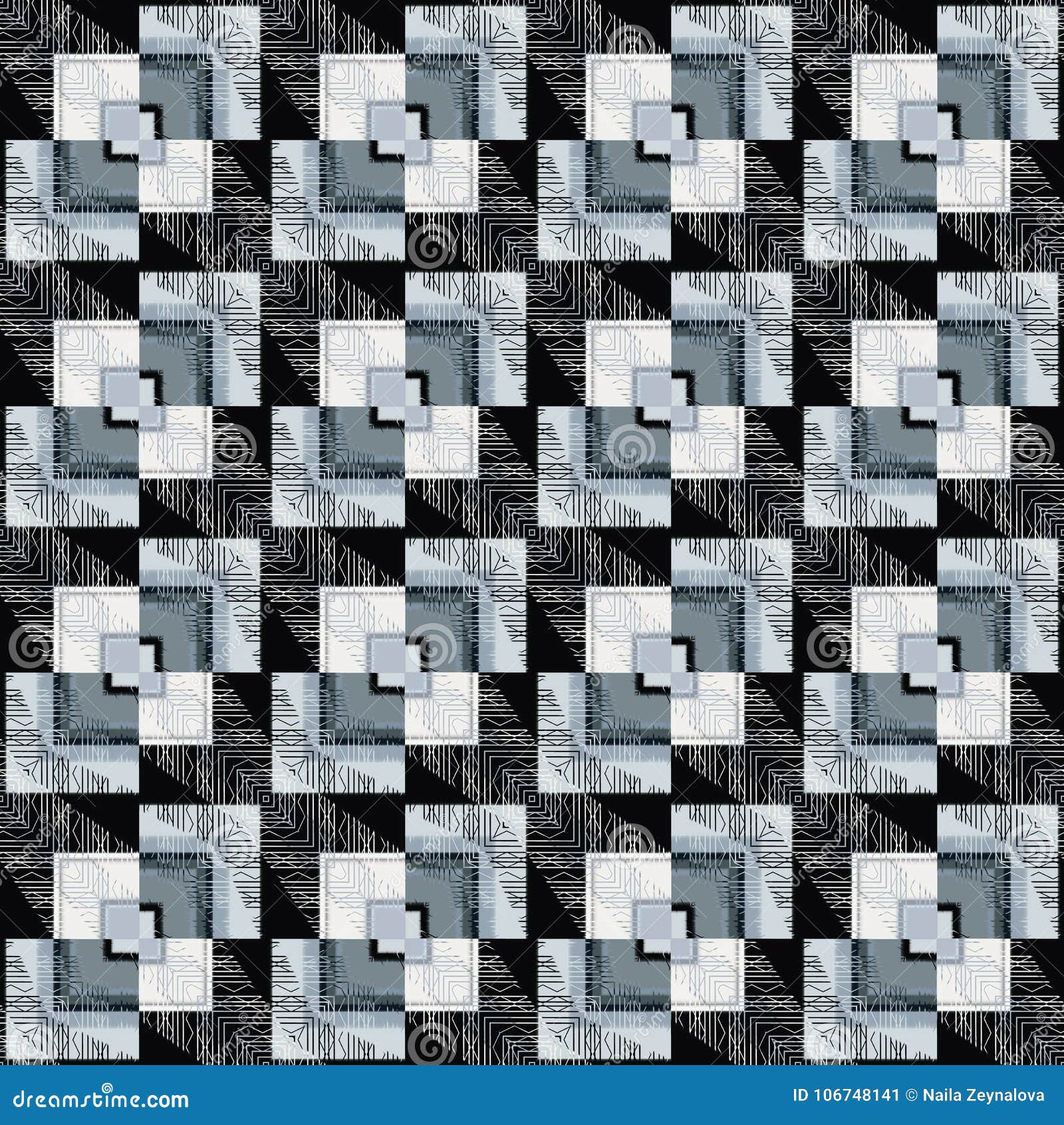 Grunge Check Geometric Seamless Pattern. Stock Vector - Illustration of ...