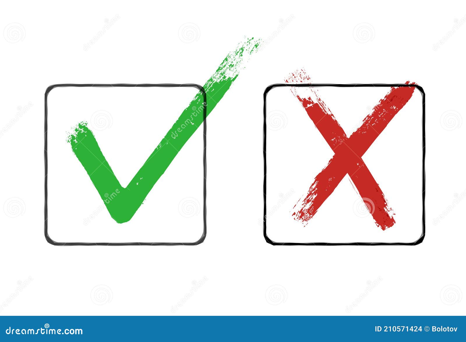 Grunge Checkmarks in Checkbox. Red and Green Stock Vector ...