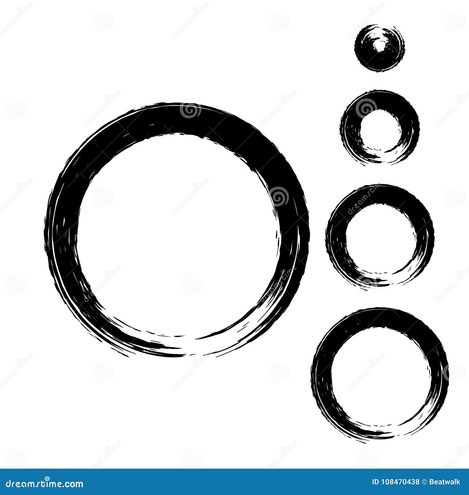 Grunge Circle with Brush. Set of Round Brushes. Stock Vector ...