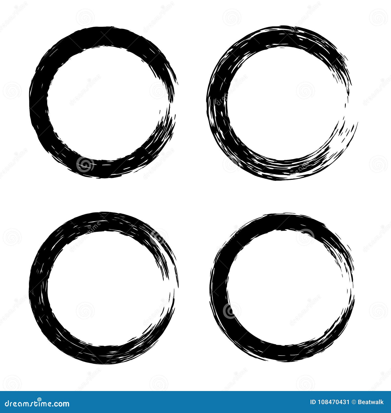 Grunge Circle with Brush. Set of Round Brushes Stock Vector ...