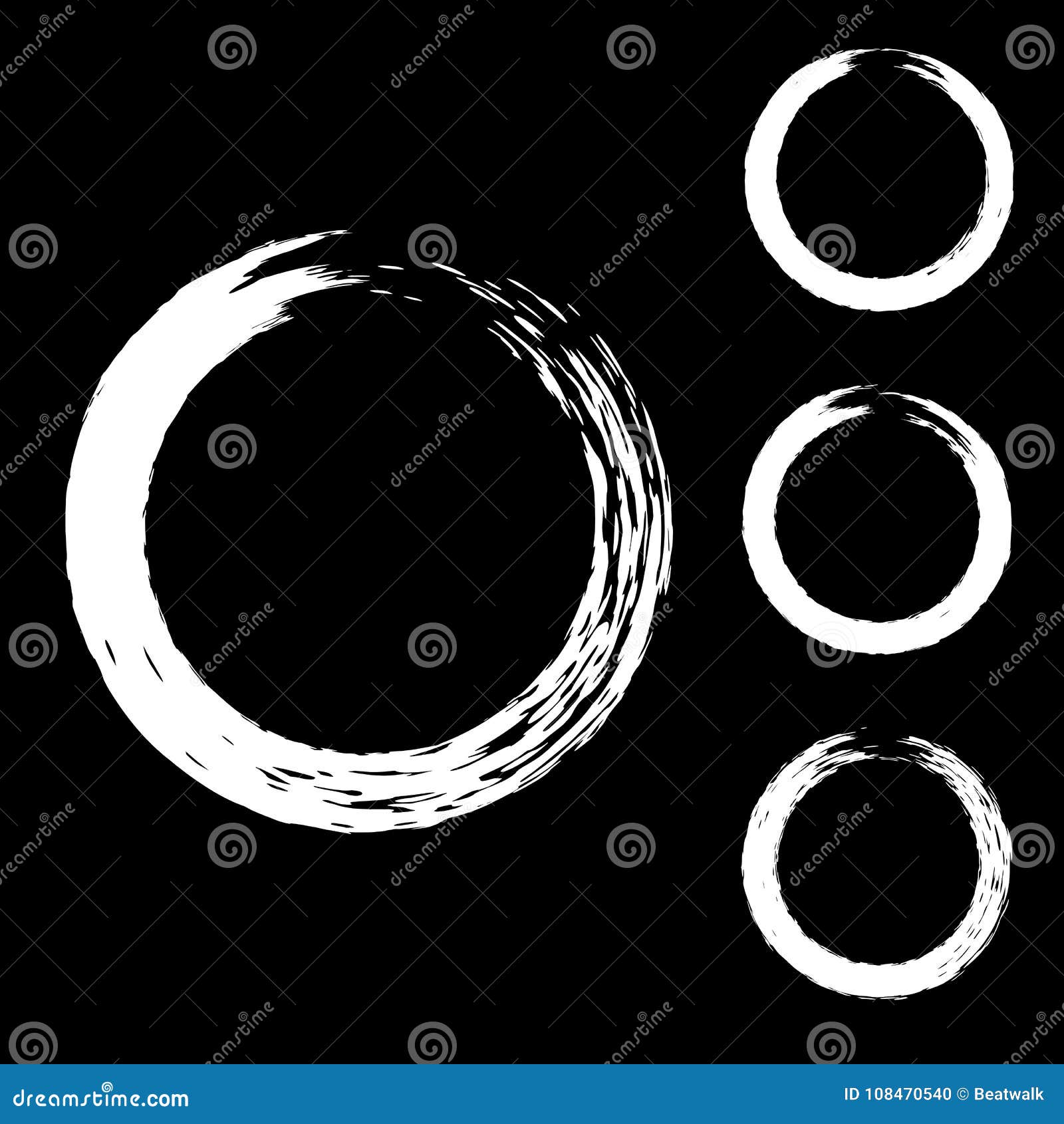 Grunge Circle Brush. Set of Round White Brushes. Stock Vector ...