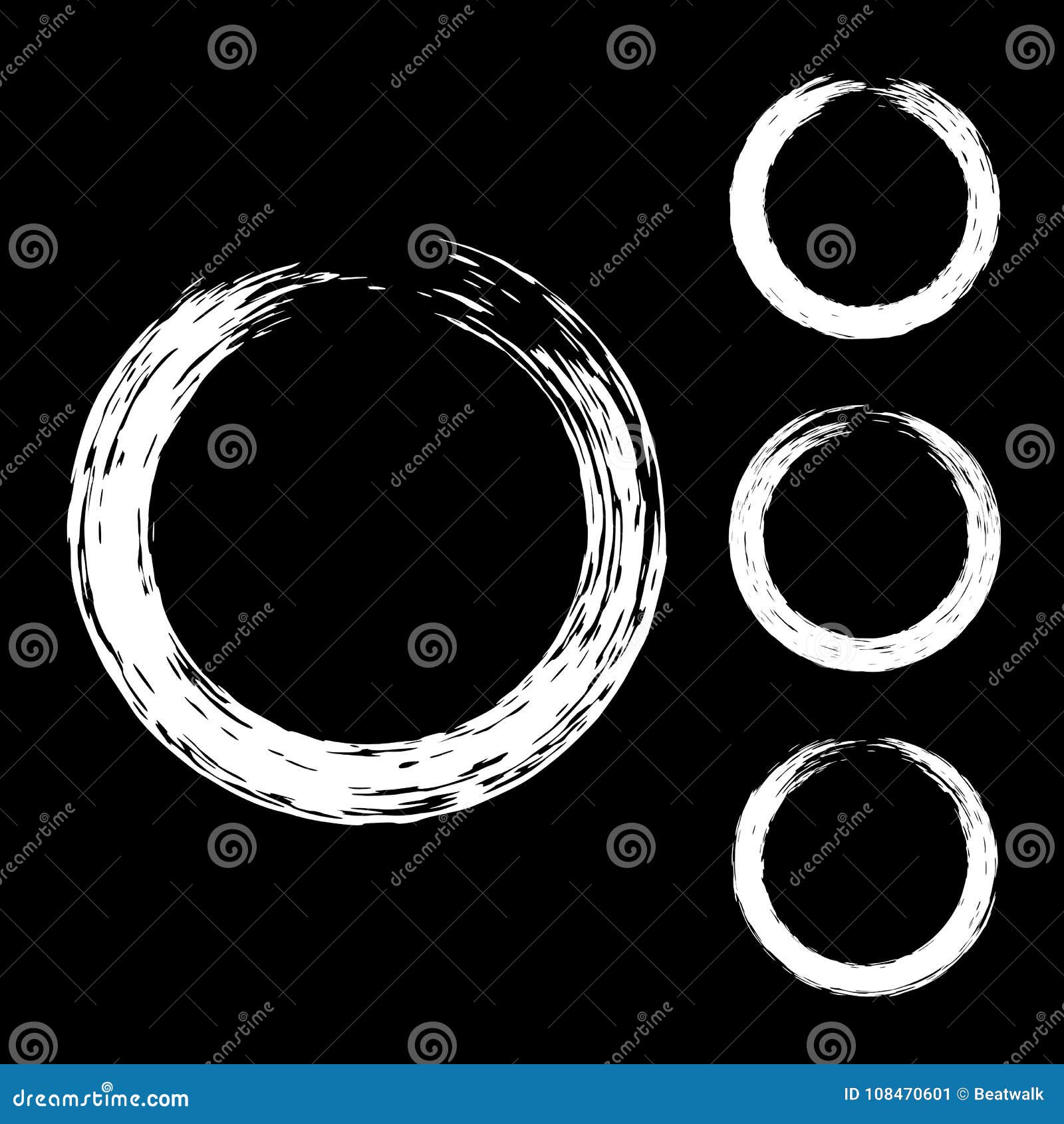 Grunge Circle Brush. Set of Round White Brushes. Stock Vector ...