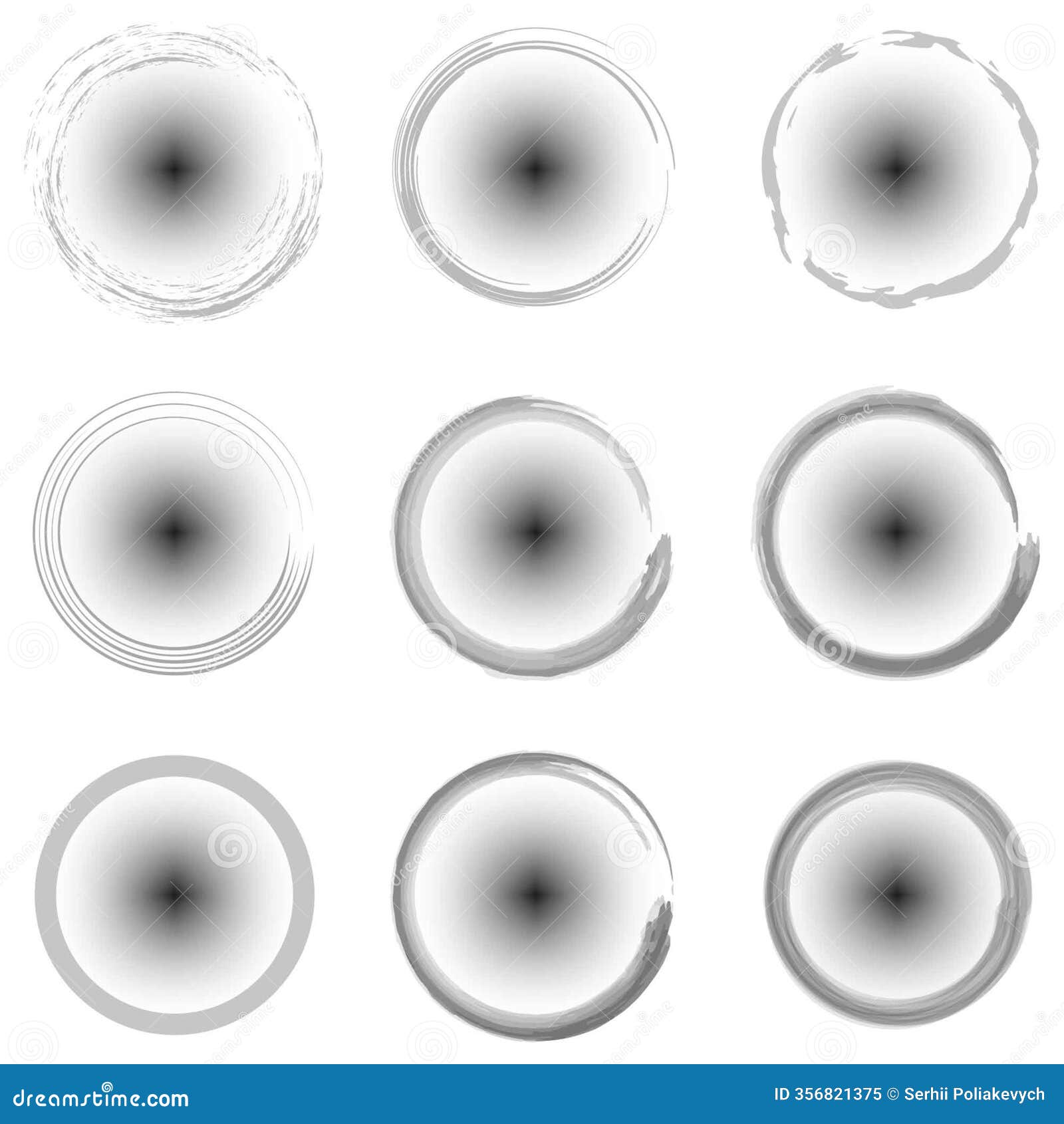 Grunge Circular Frames. Faded Black Borders. Abstract Artistic Texture ...