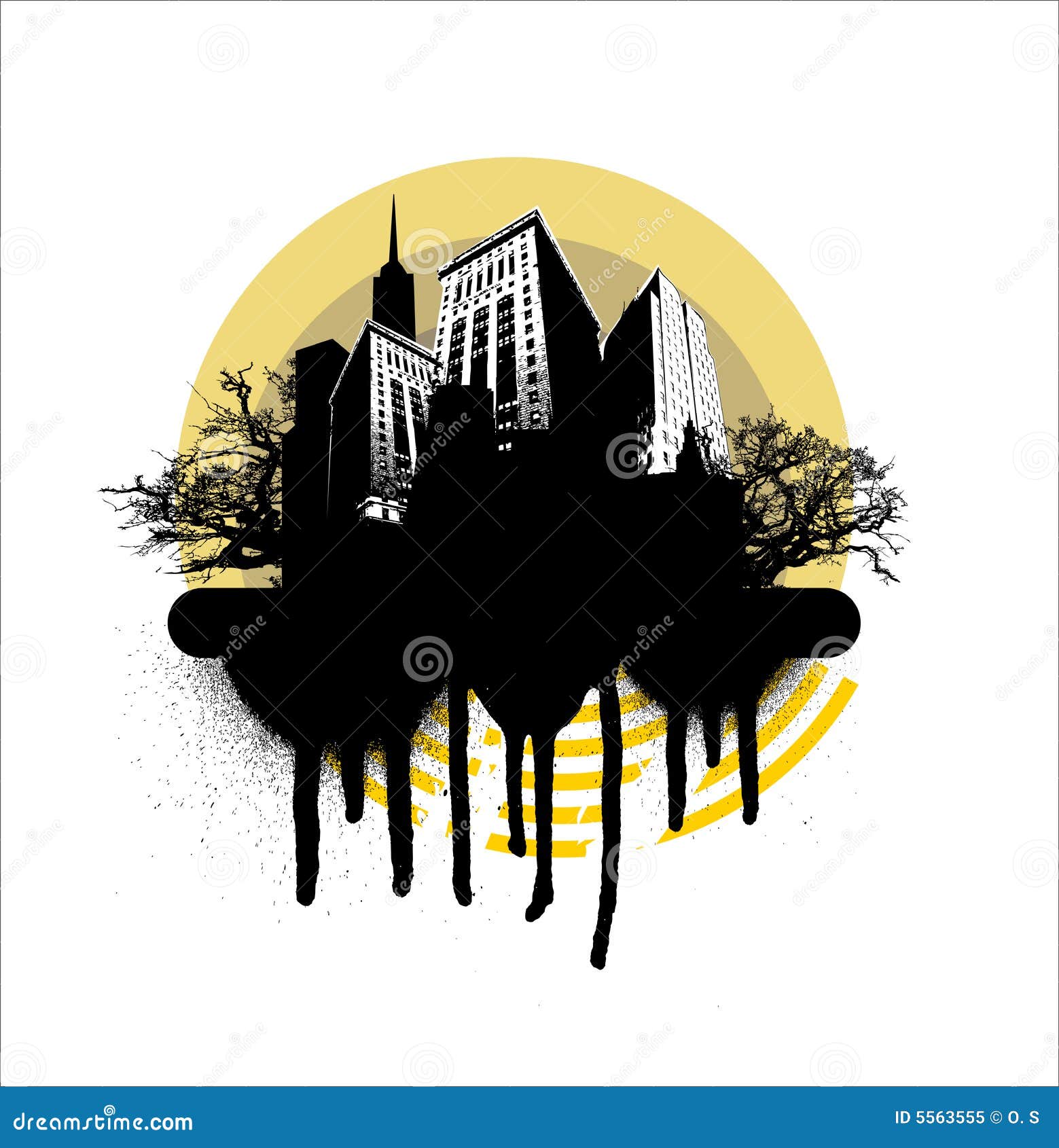 Grunge City Circle - Yellow Stock Vector - Illustration of yellow ...