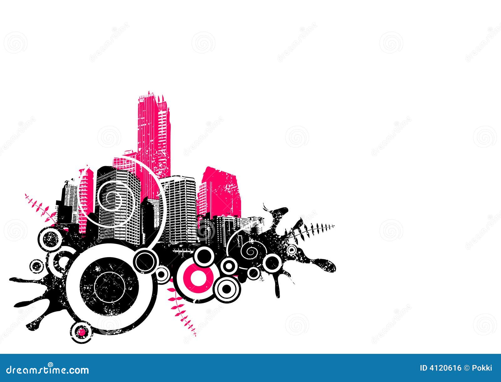 Grunge City in the Corner. Vector Stock Vector - Illustration of plant ...