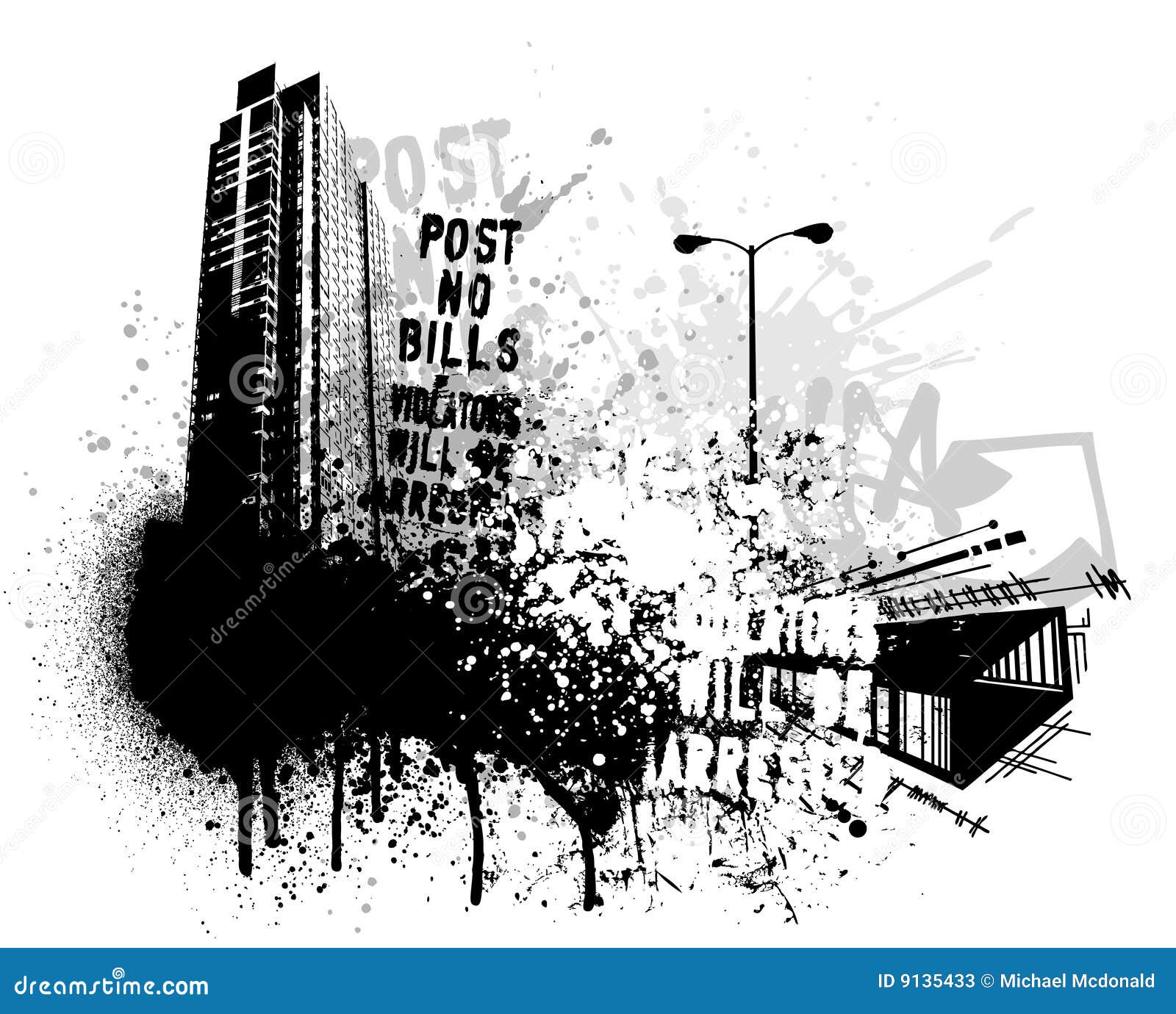 Grunge city design stock vector. Illustration of space - 9135433