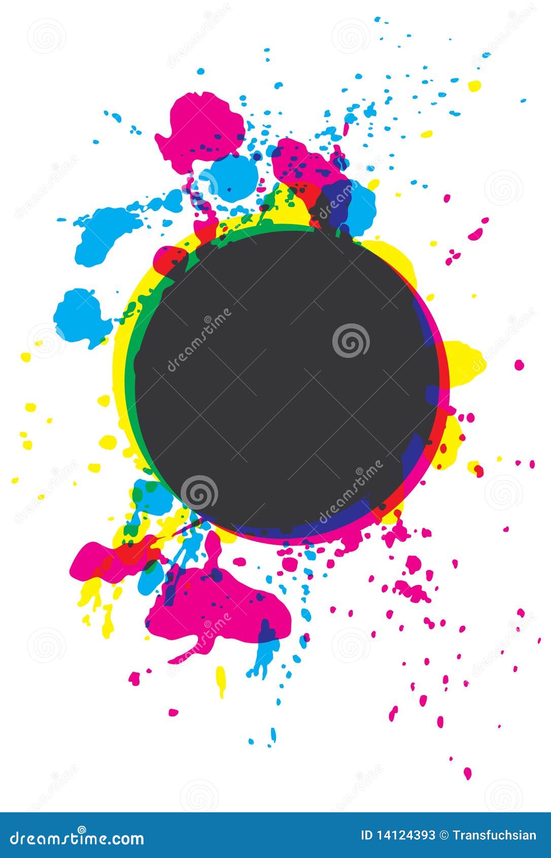 Grunge CMYK Paint Splatter Circle Stock Vector - Illustration of cyan ...