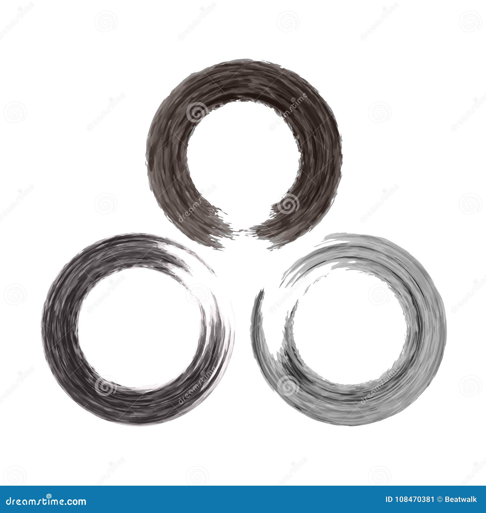Grunge Color Set of Round Black Brushes. Stock Vector - Illustration of ...