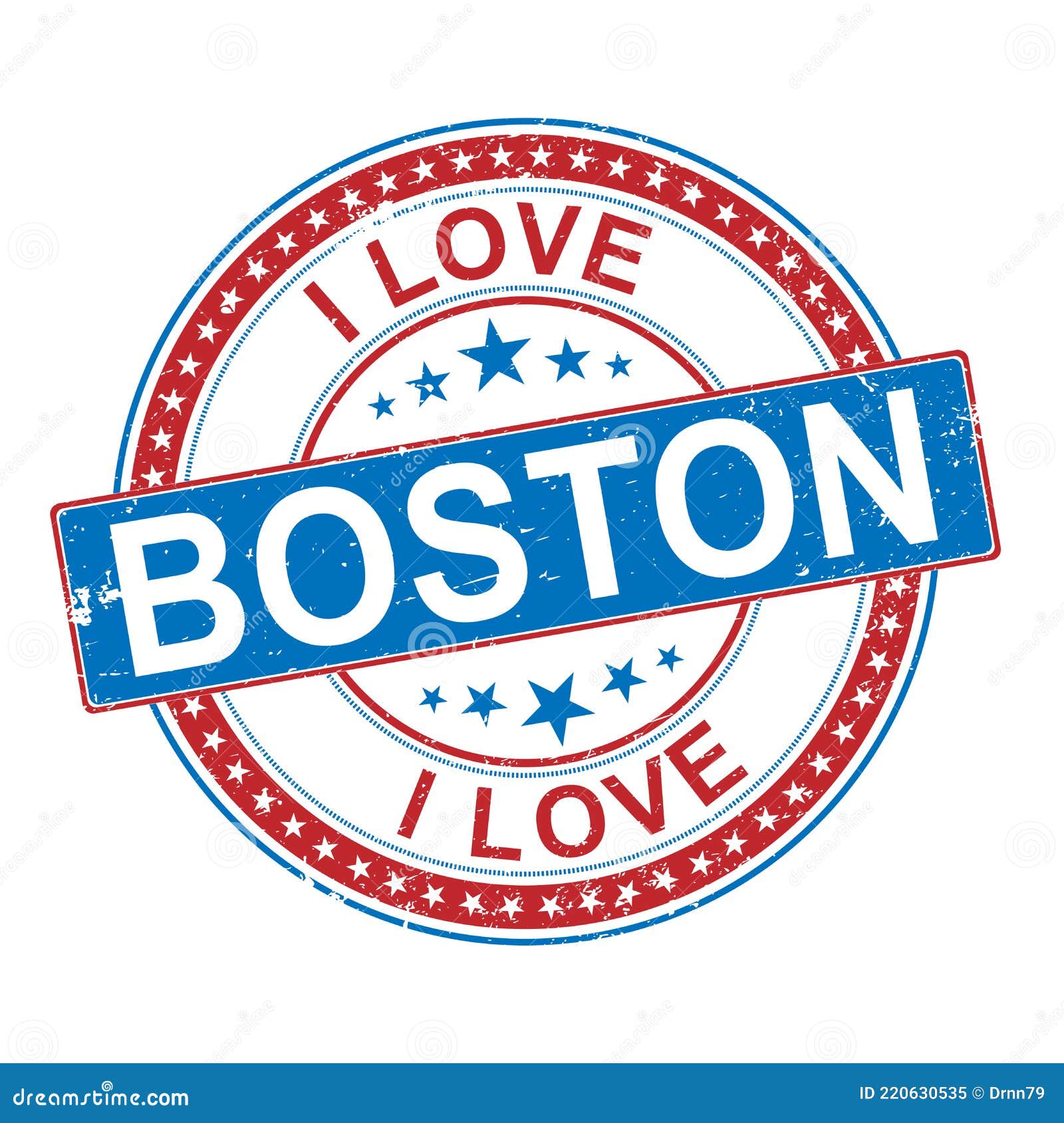 Grunge Color Stamp with Text I Love Boston Inside, Vector Illustration ...