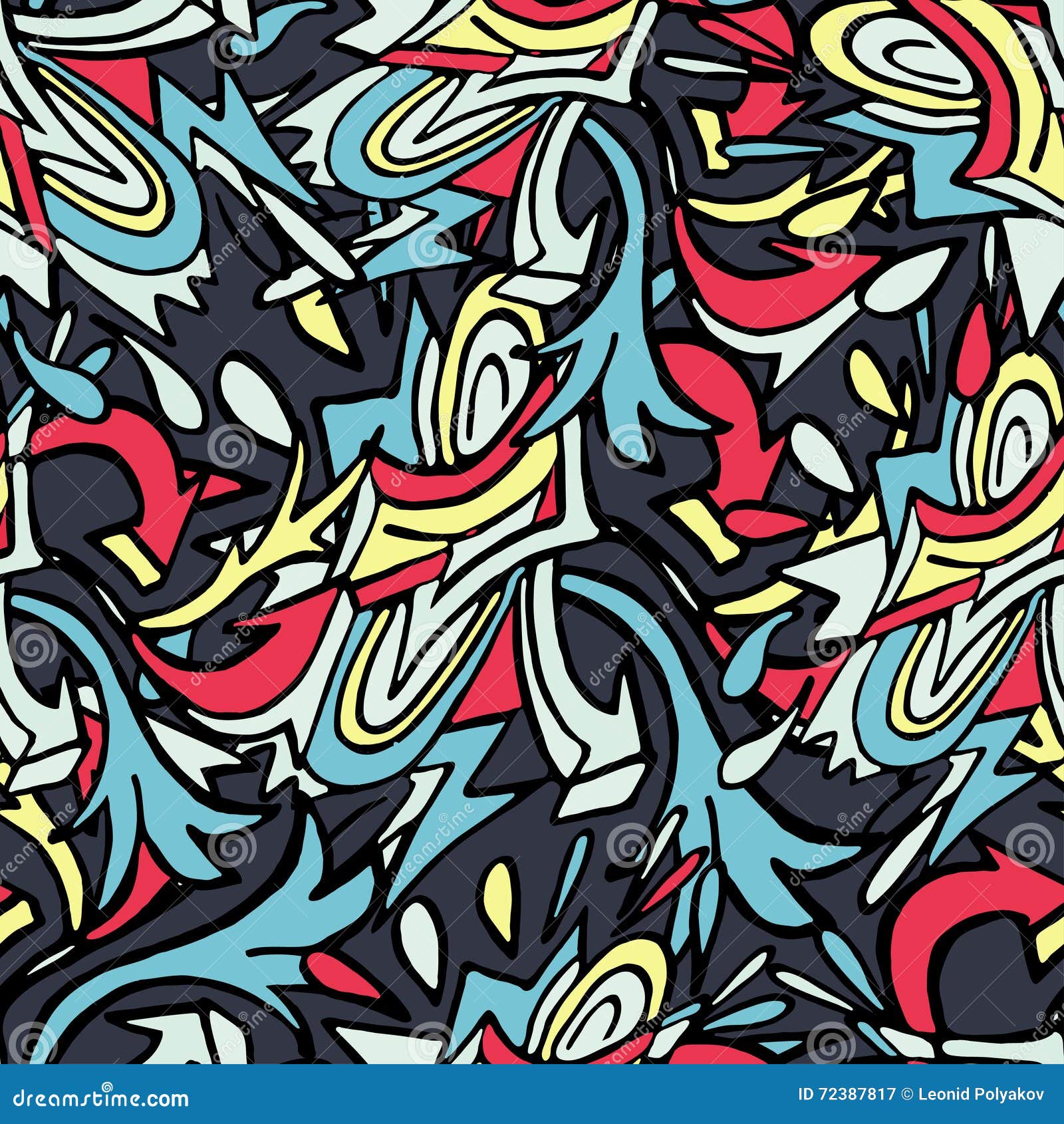 Grunge Colored Graffiti Seamless Pattern Stock Vector - Illustration of ...