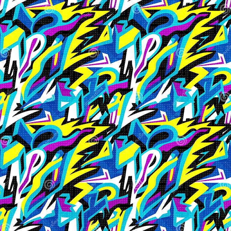 Grunge Colored Graffiti Seamless Pattern Vector Illustration Stock ...