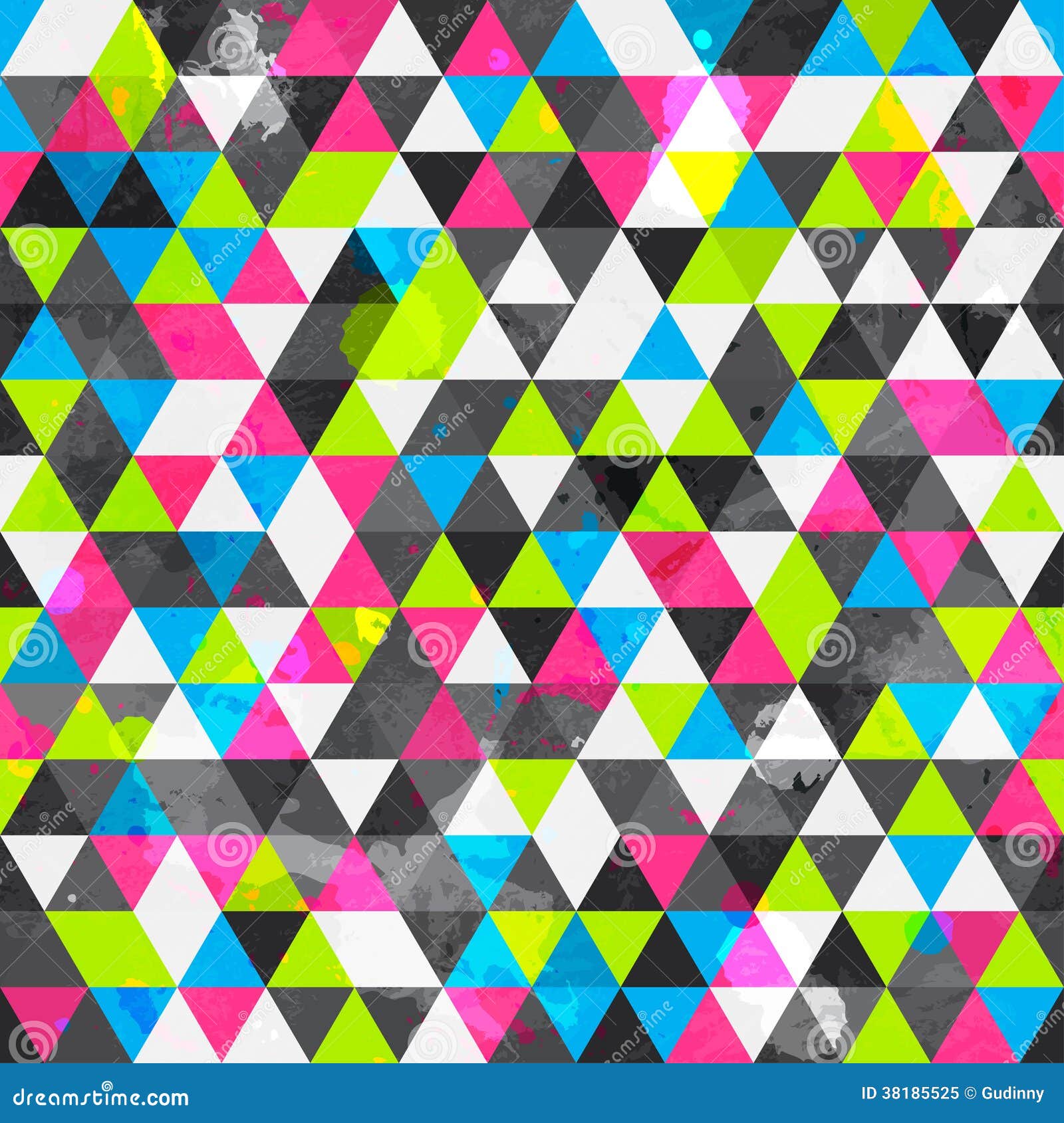 Grunge Colored Triangle Seamless Pattern Stock Vector - Illustration of ...