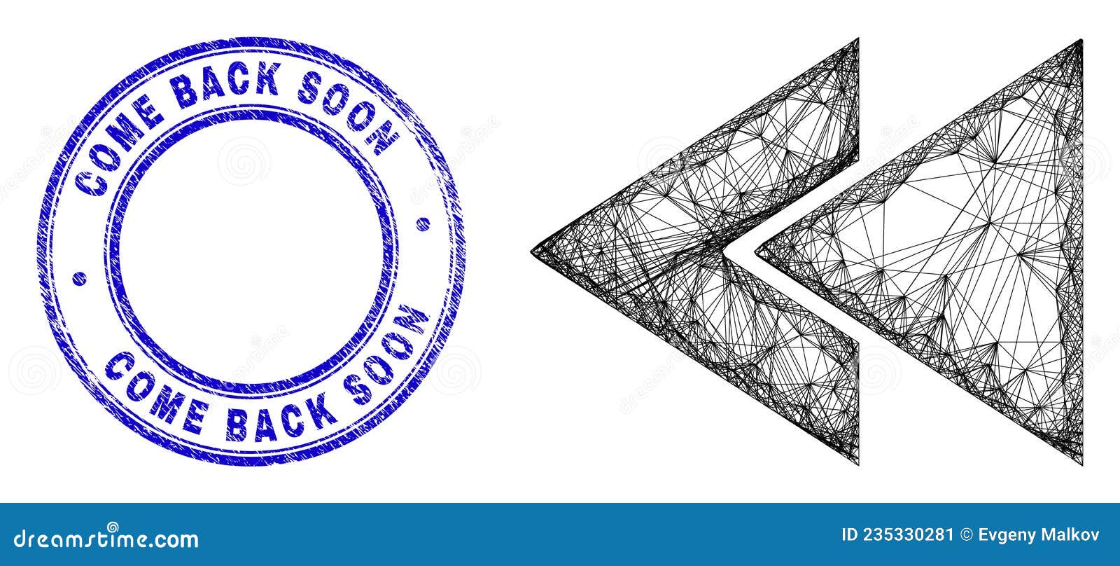 Grunge Come Back Soon Stamp and Linear Irregular Mesh Fast Rewind Back ...