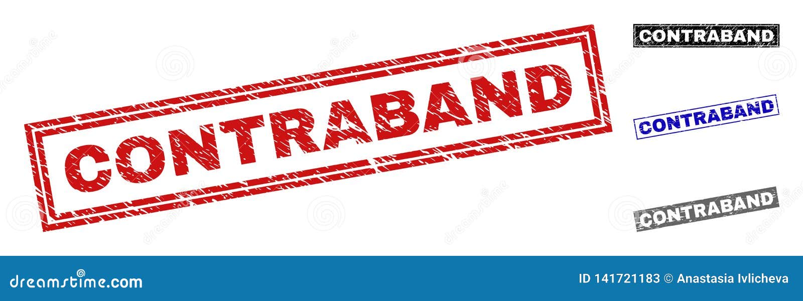 Grunge CONTRABAND Scratched Rectangle Stamps Stock Vector ...