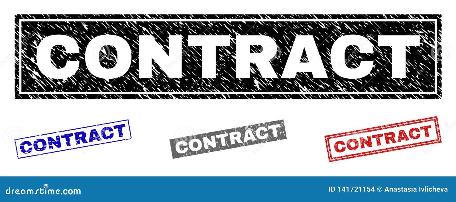 Grunge CONTRACT Scratched Rectangle Watermarks Stock Vector ...