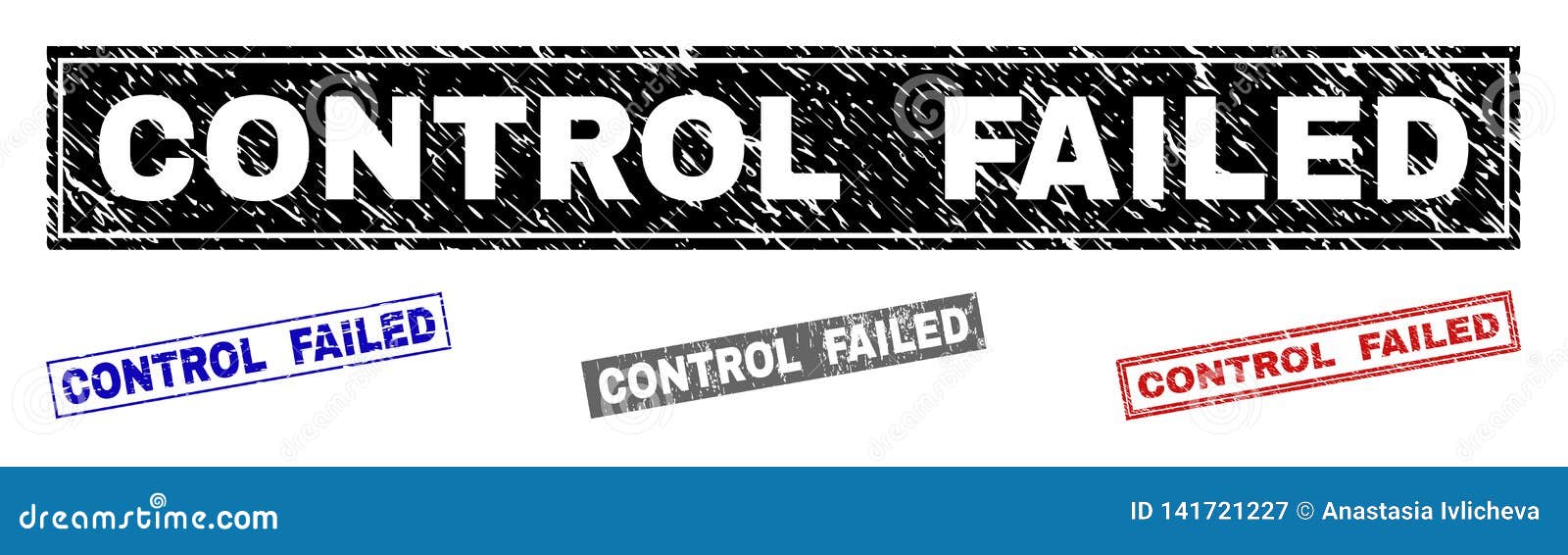 Grunge CONTROL FAILED Scratched Rectangle Stamps Stock Vector ...