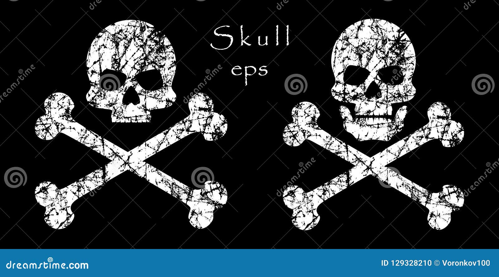 Grunge Crossbones on Isolated Dark Background. Skull Death, Warning ...