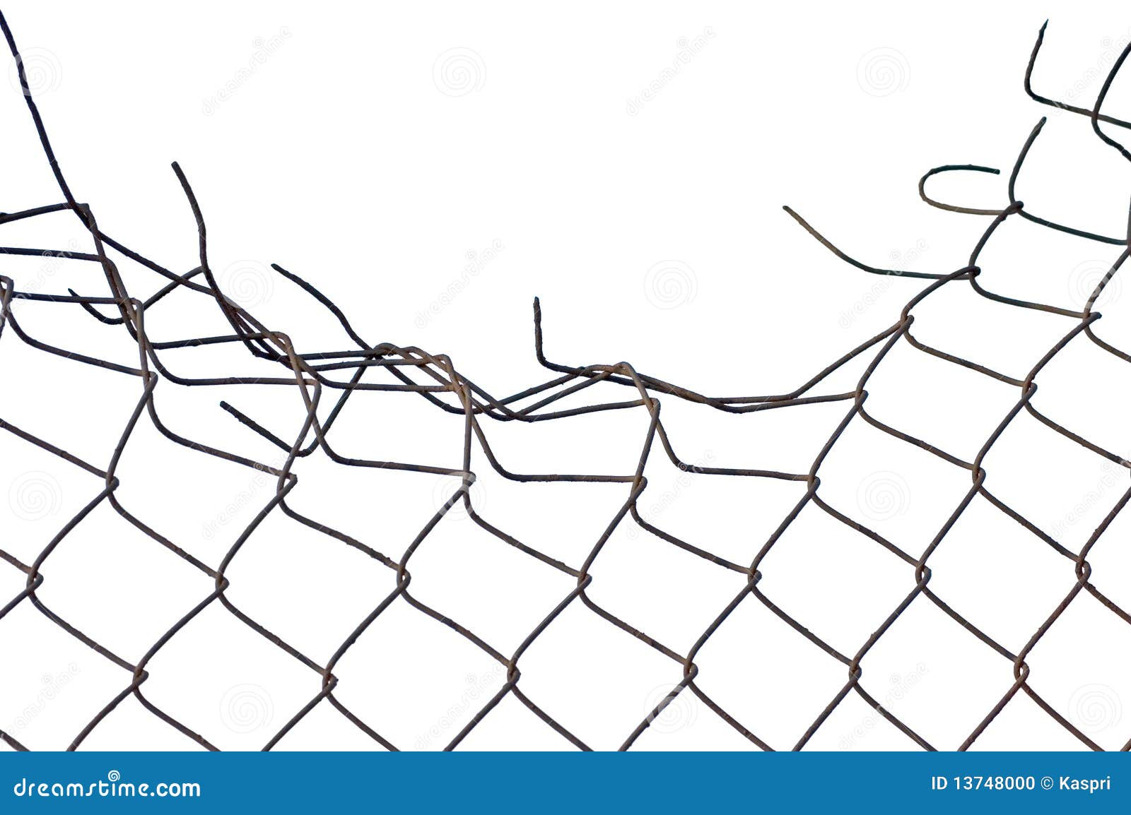 Grunge Crushed Rusty Wire Security Fence Isolated Stock Photo - Image ...