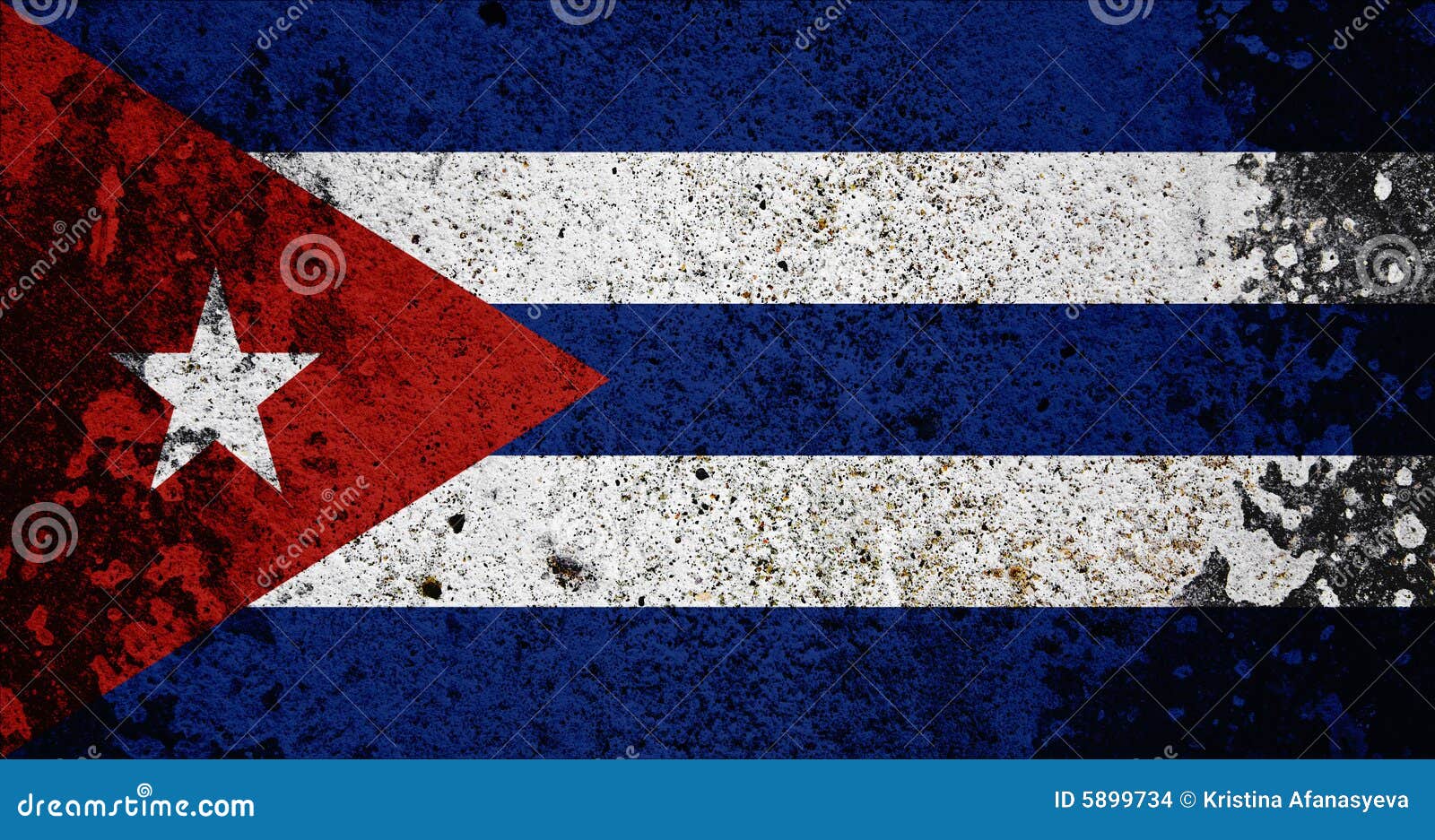 Grunge Cuba Flag. Cuban Flag With Waving Grunge Texture. Cartoon Vector ...