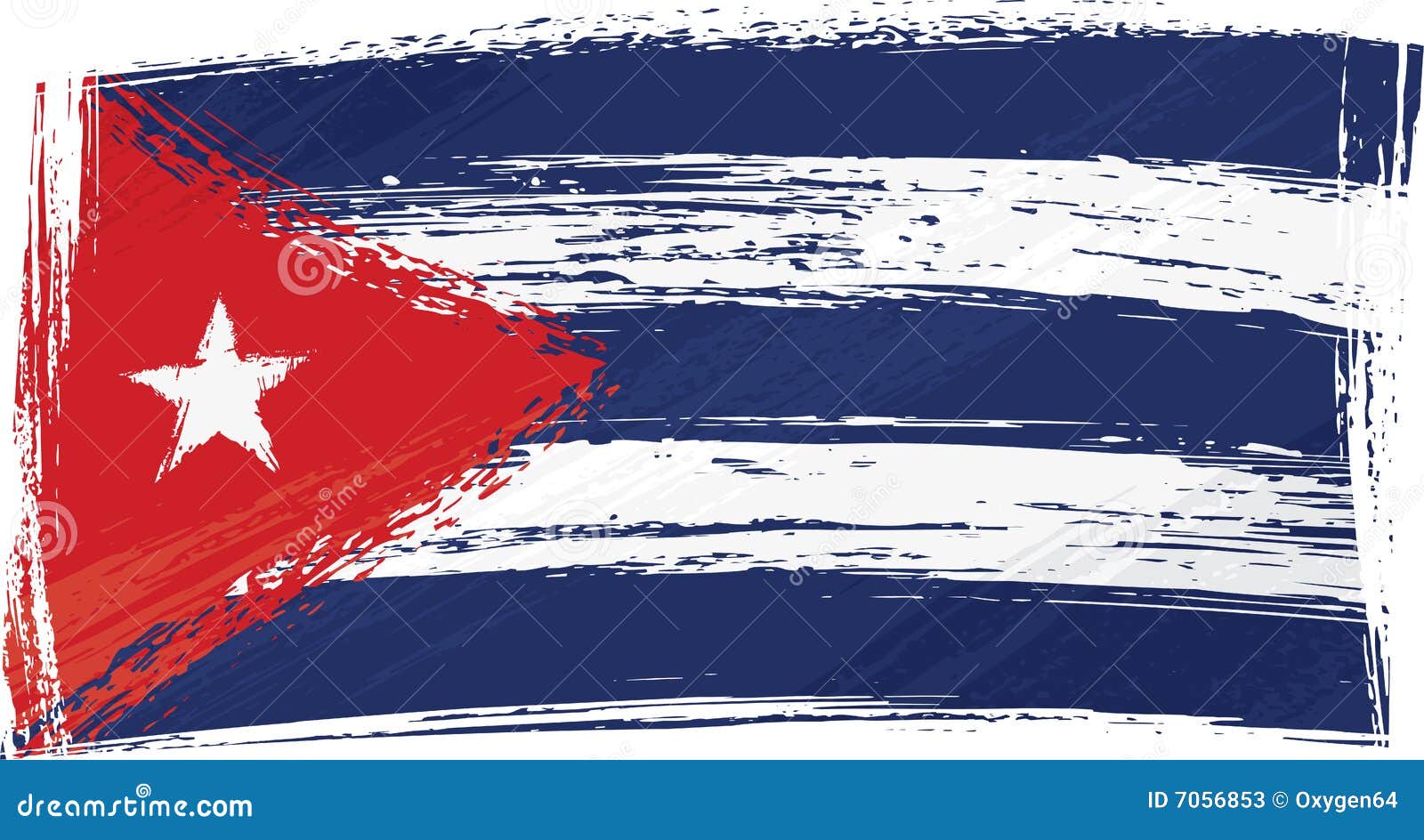 Grunge Cuba Flag. Cuban Flag With Waving Grunge Texture. Cartoon Vector ...