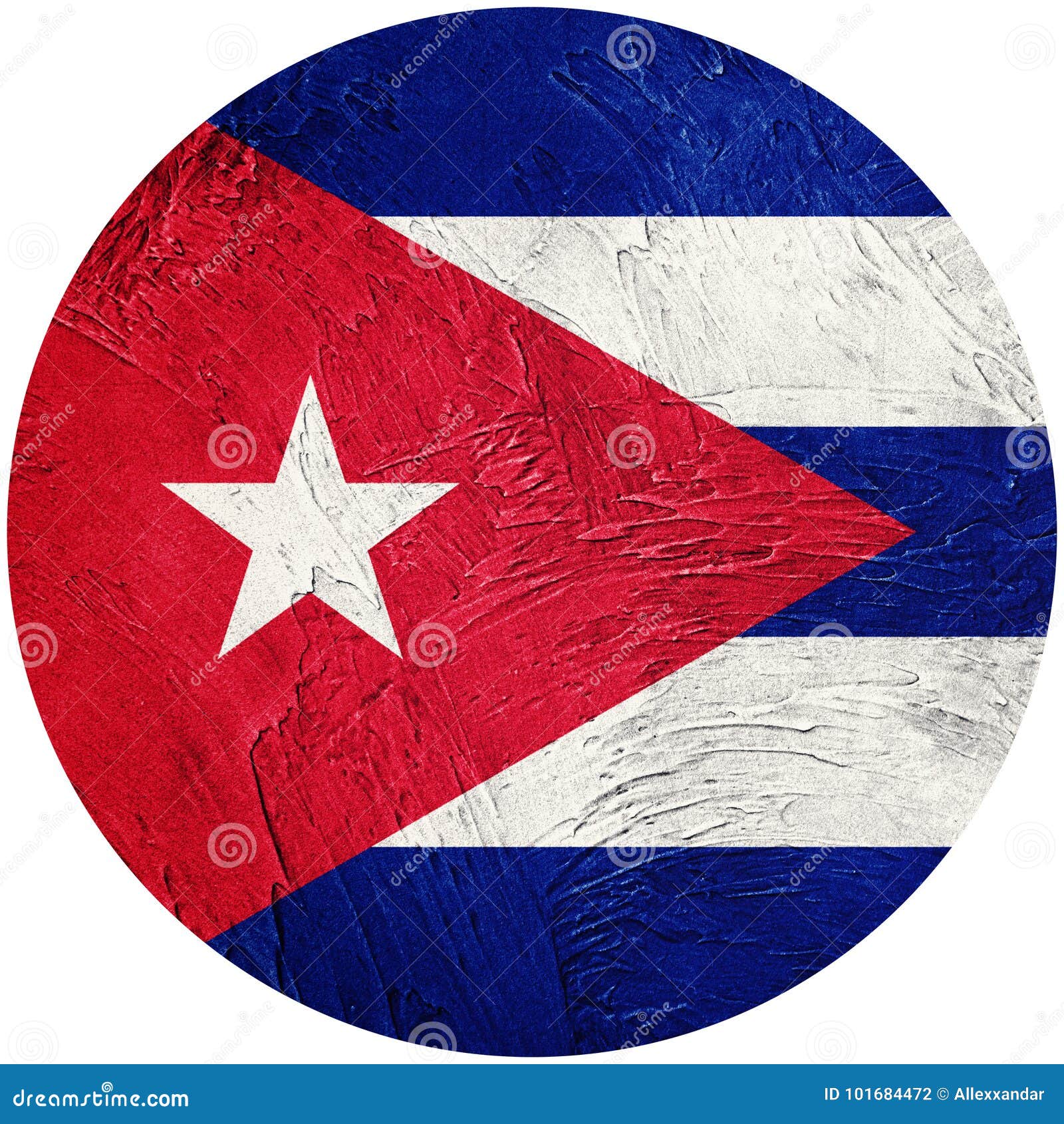 Grunge Cuba Flag. Cuban Flag With Waving Grunge Texture. Cartoon Vector ...