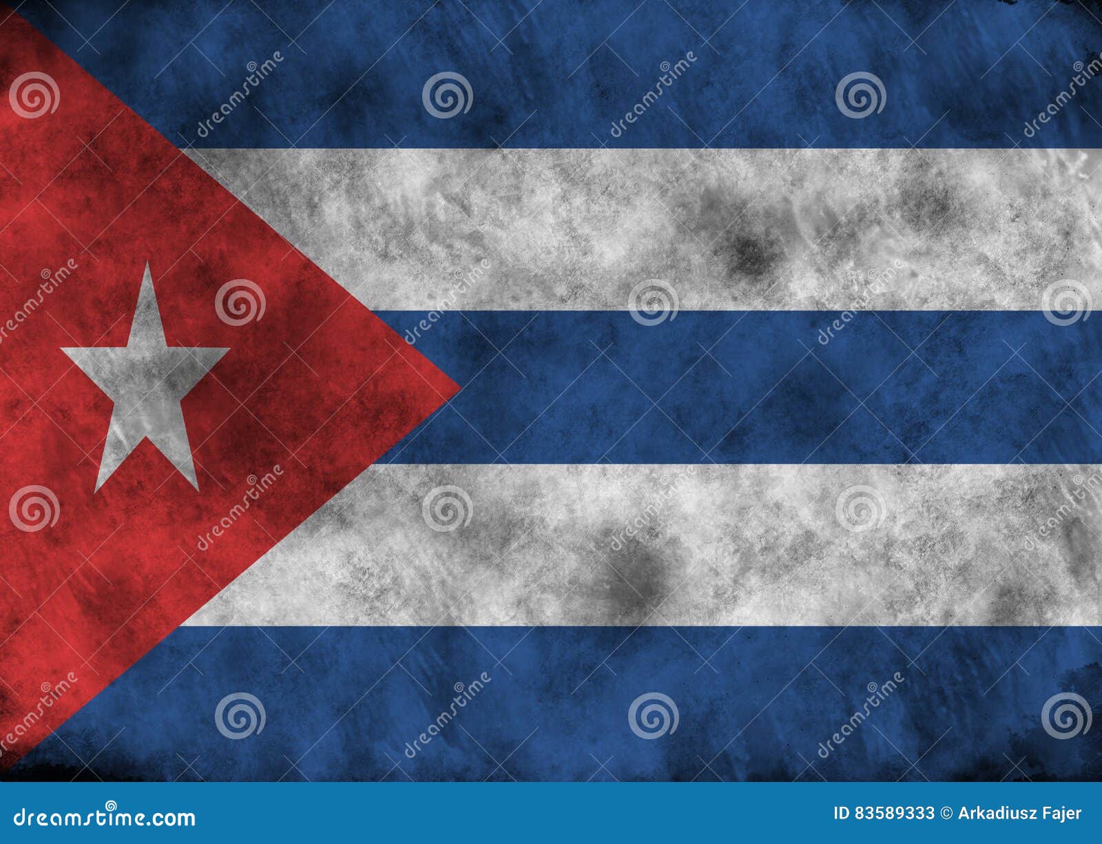 Grunge Cuba Flag. Cuban Flag With Waving Grunge Texture. Cartoon Vector ...