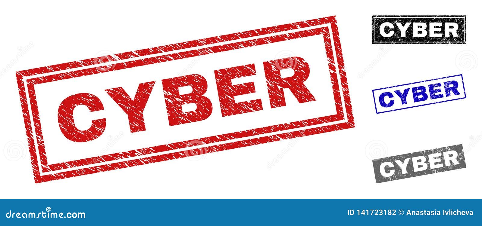 Grunge CYBER Scratched Rectangle Watermarks Stock Vector - Illustration ...
