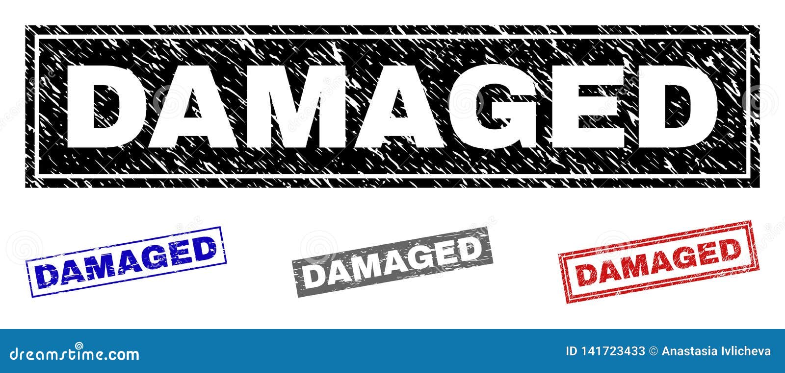 Grunge DAMAGED Scratched Rectangle Watermarks Stock Vector ...