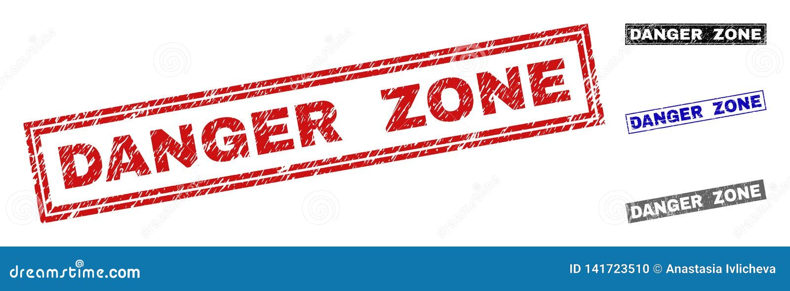 Grunge DANGER ZONE Scratched Rectangle Watermarks Stock Vector ...