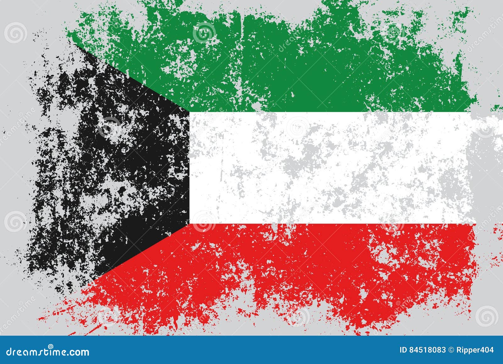 Grunge De Kuwait, Bandeira Velha, Riscada Do Estilo Ilustração do Vetor ...