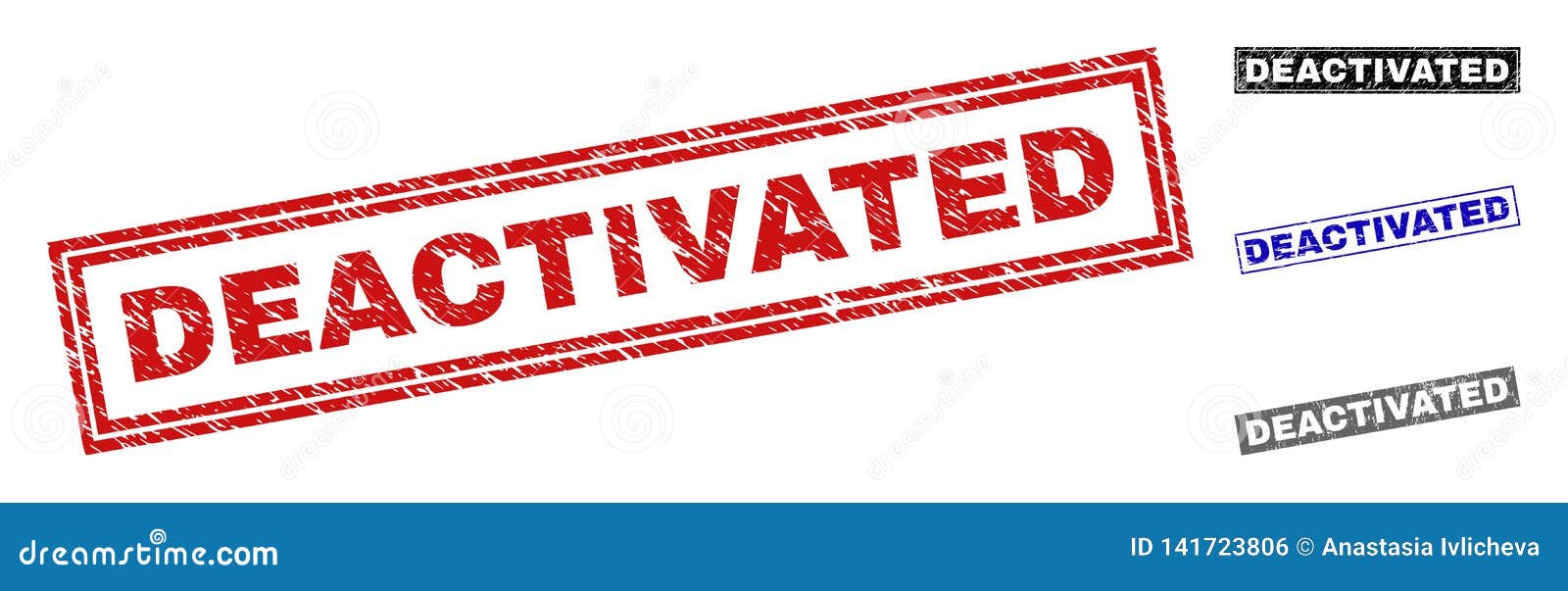 Grunge DEACTIVATED Scratched Rectangle Stamps Stock Vector ...