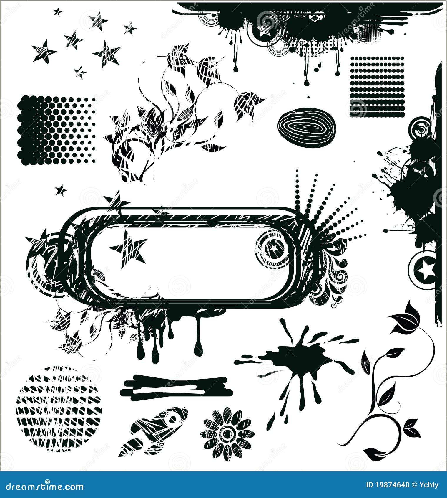 Grunge Design Elements in Vector Stock Vector - Illustration of vector ...