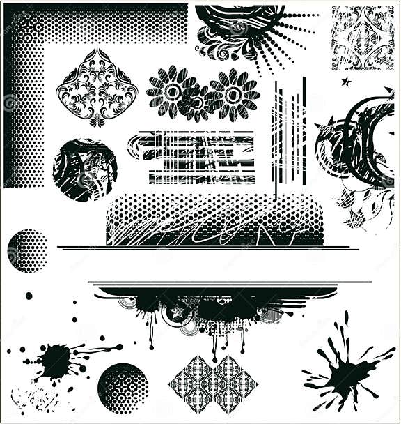 Grunge Design Elements in Vector Stock Vector - Illustration of grunge ...