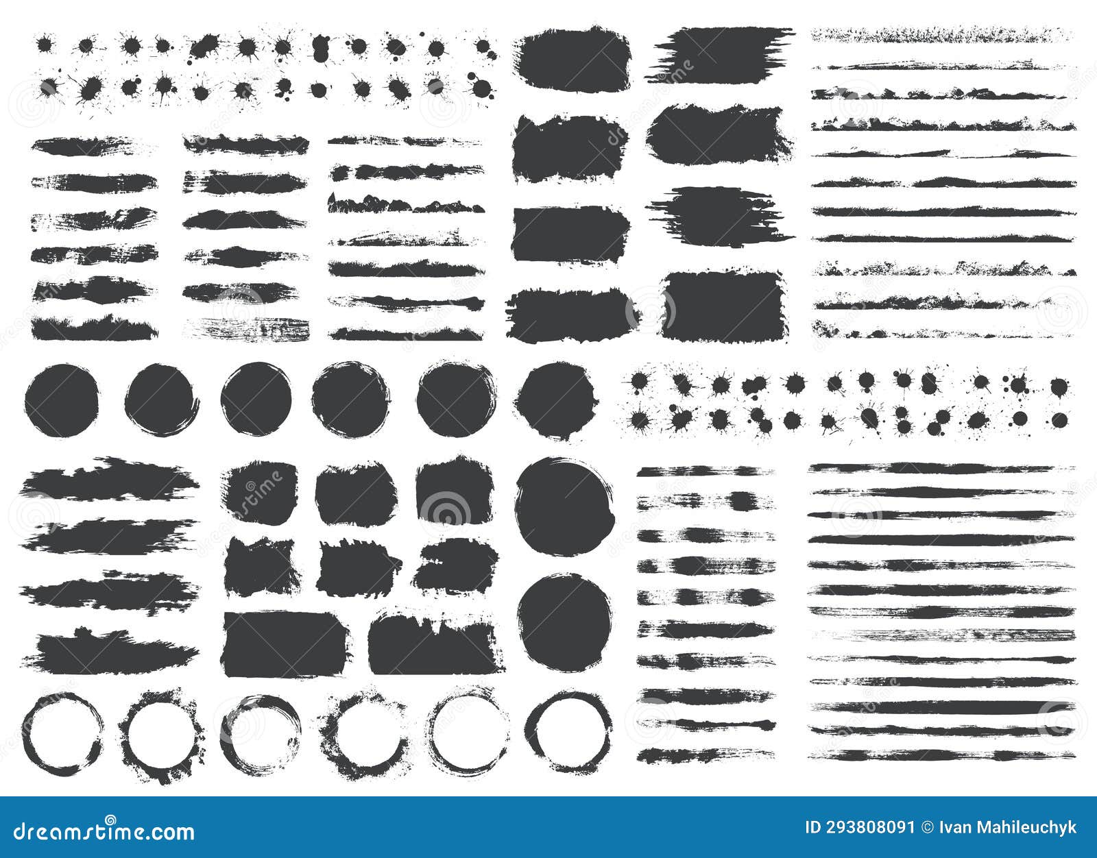 Grunge Design Monochrome Set Elements Stock Vector - Illustration of ...