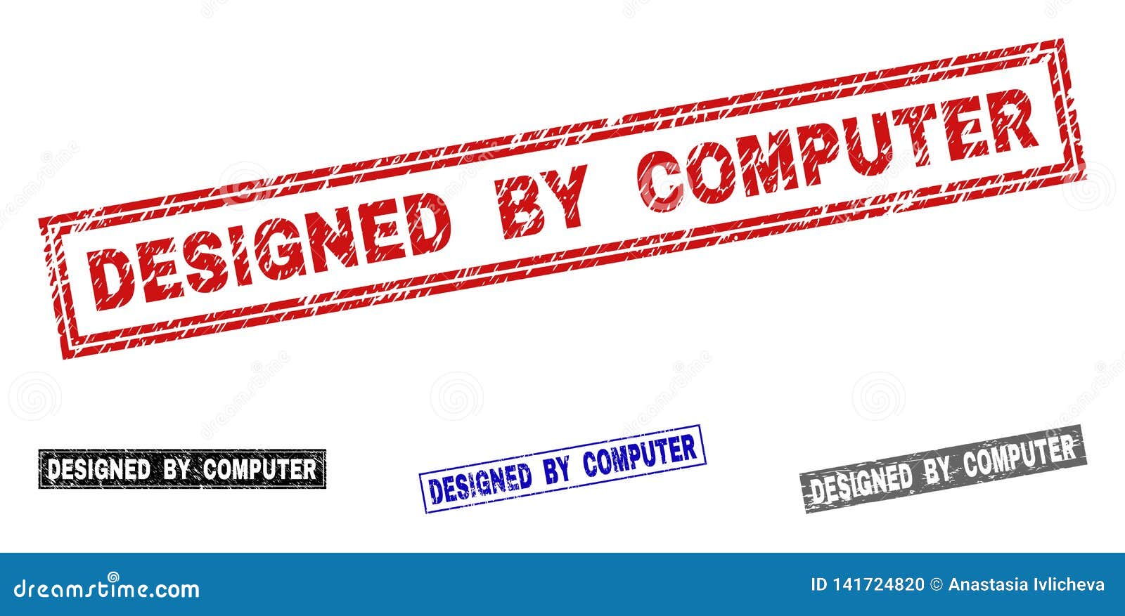 Grunge DESIGNED by COMPUTER Textured Rectangle Stamp Seals Stock Vector ...